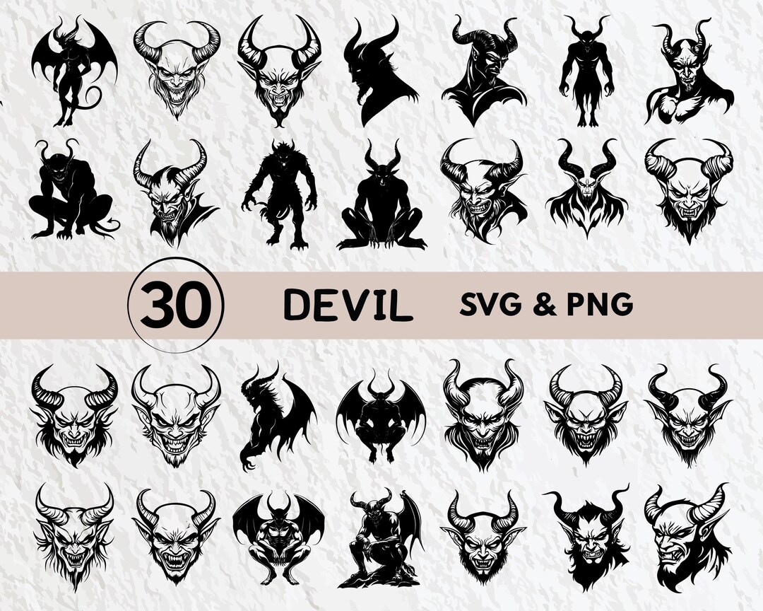Devil Svg Bundle, Devil Silhouette, Devil Clipart Png, Devil Outline ...