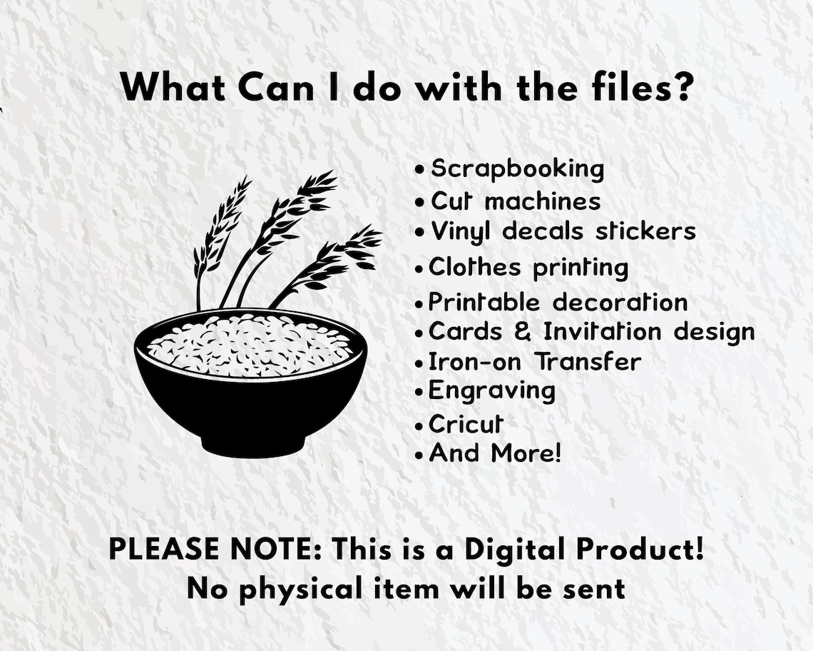 Bowl of Rice SVG Bundle: Clipart, Silhouette, Vector (digital Download ...