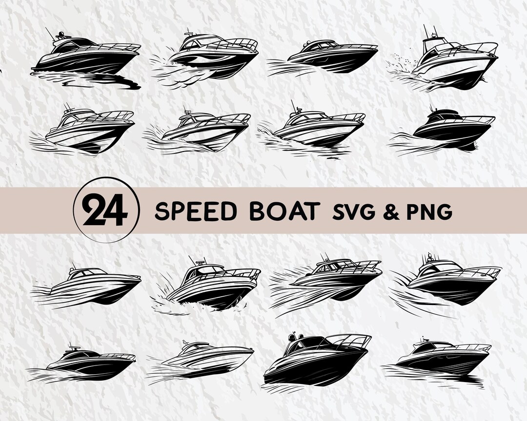 Speed Boat Svg Bundle, Speed Boat Silhouette, Speed Boat Clipart Png ...