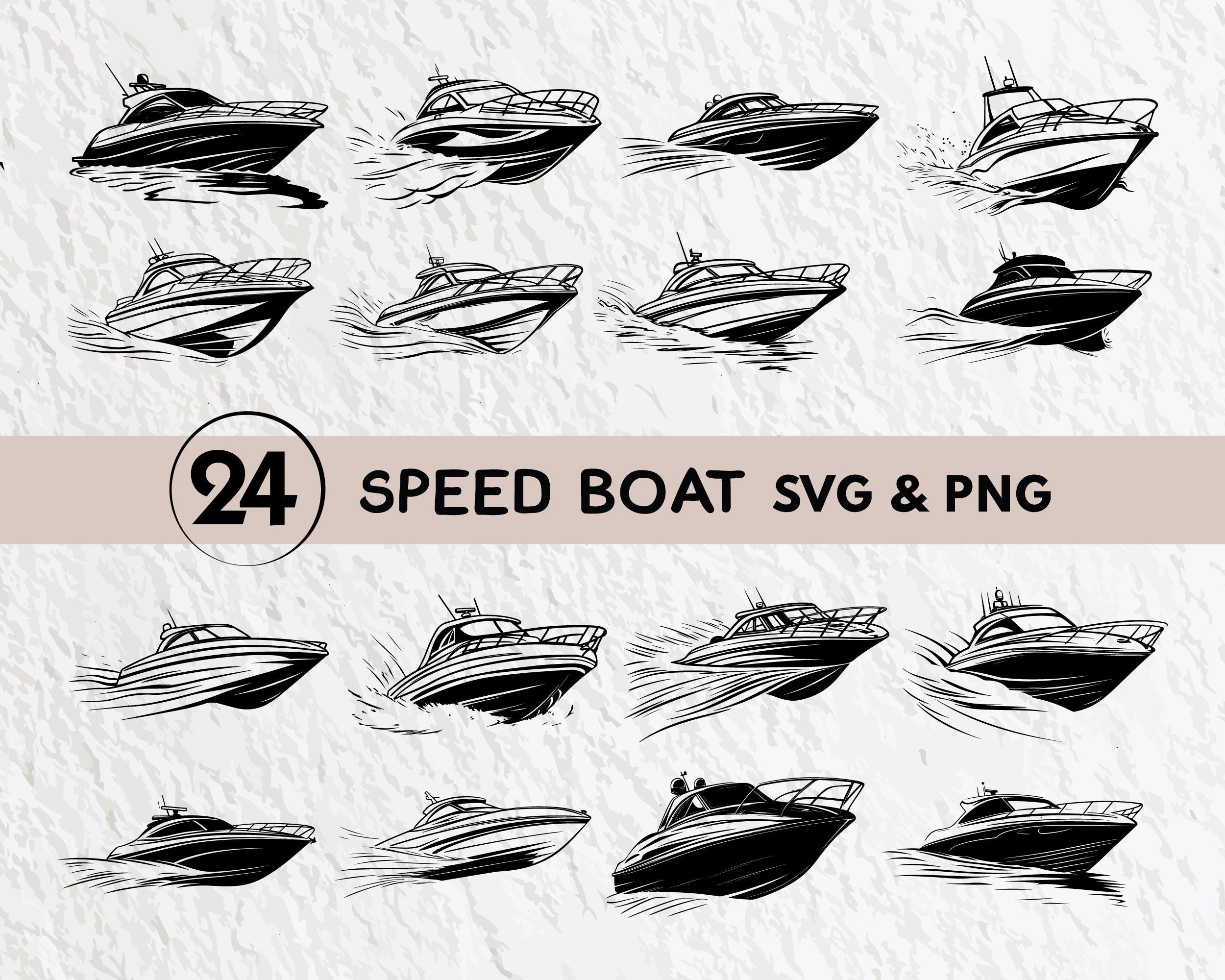 Speed Boat Svg Bundle, Speed Boat Silhouette, Speed Boat Clipart Png ...