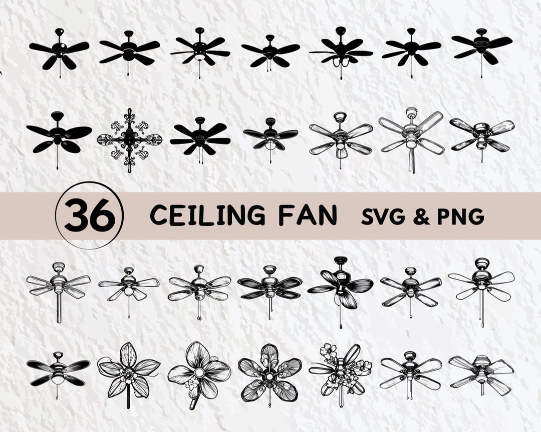 Ceiling Fan SVG Bundle: Silhouette, Clipart, Vector (cut Files - Etsy