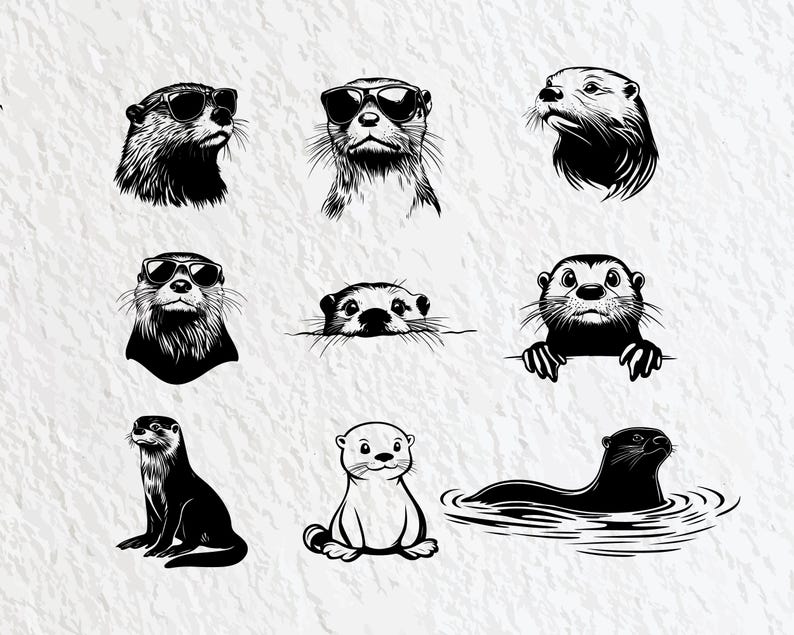 Otter Svg Bundle, Otter Silhouette, Cute Otter Clipart Png, Otter ...
