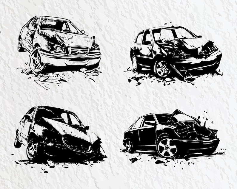 Car Accident SVG Bundle: Clipart, Silhouette, Vector (digital Download ...