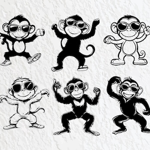 Dancing Monkey SVG Bundle, Clipart PNG (digital Download) - Etsy
