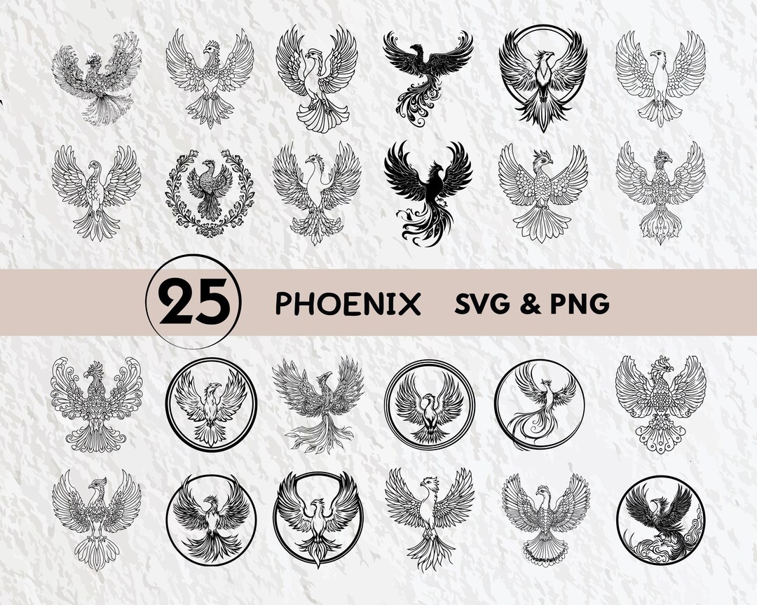 Phoenix SVG Bundle: Silhouette, Clipart, Vector Logo (cricut Files) - Etsy