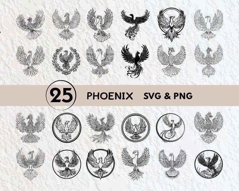 Phoenix SVG Bundle: Silhouette, Clipart, Vector Logo (cricut Files) - Etsy