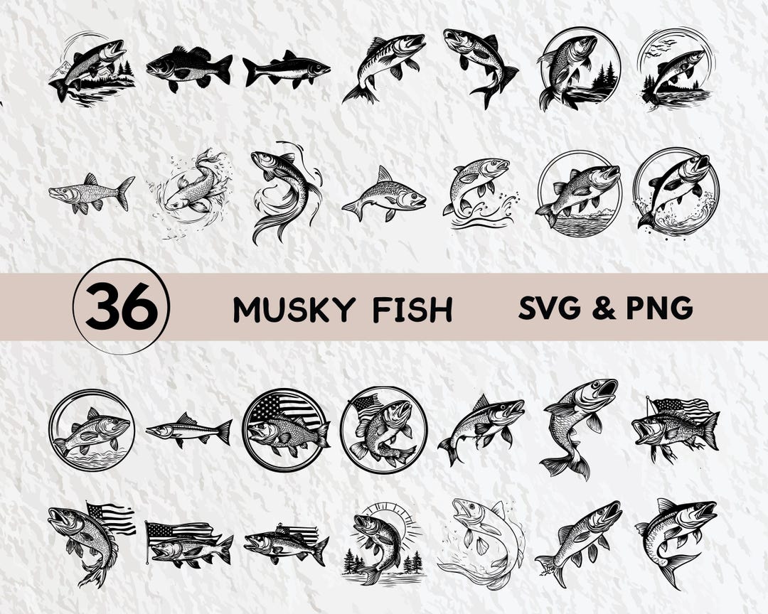 Musky Fish Svg Bundle, Musky Fish Silhouette, Musky Fish Clipart Png ...