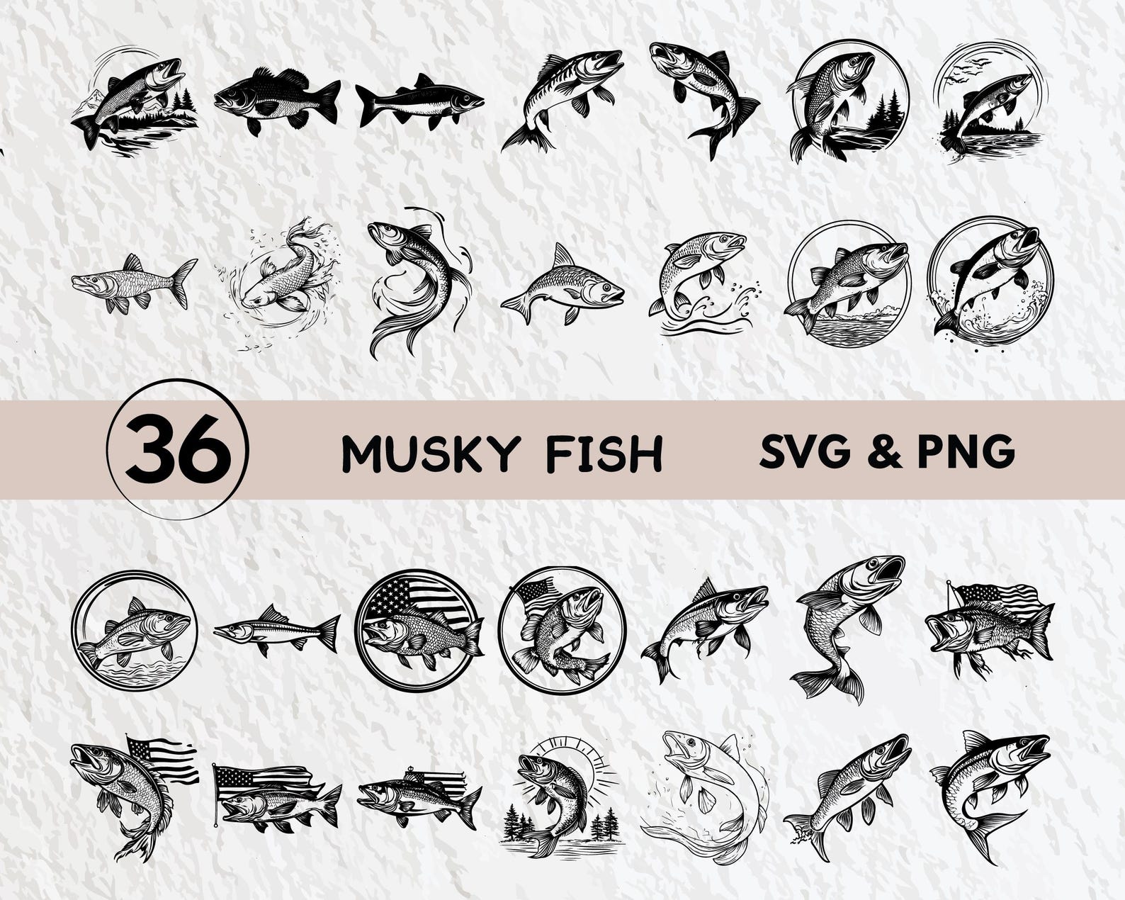 Musky Fish Svg Bundle, Musky Fish Silhouette, Musky Fish Clipart Png ...
