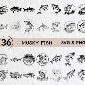 Musky Fish Svg Bundle, Musky Fish Silhouette, Musky Fish Clipart Png ...