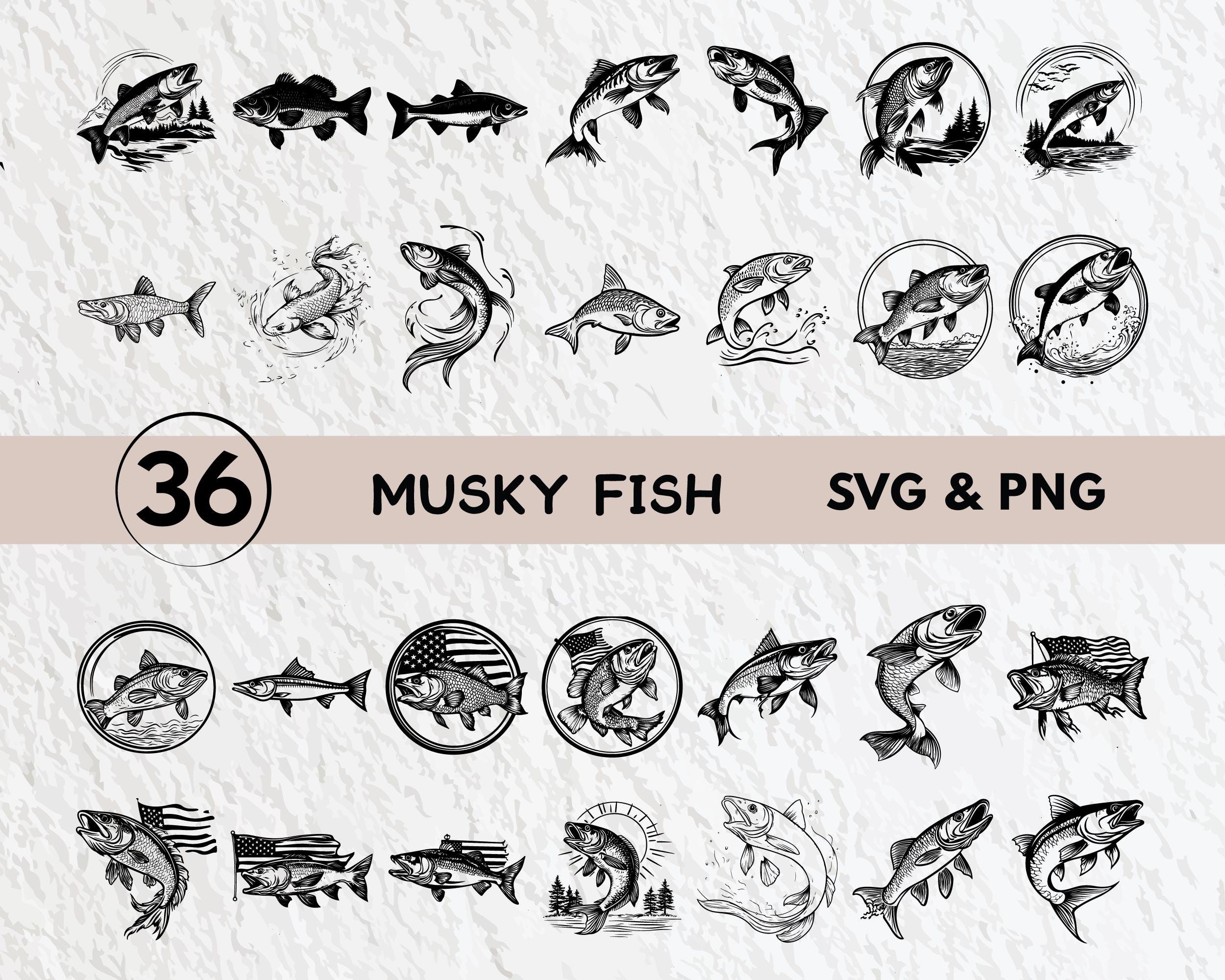 Musky Fish Svg Bundle, Musky Fish Silhouette, Musky Fish Clipart Png ...