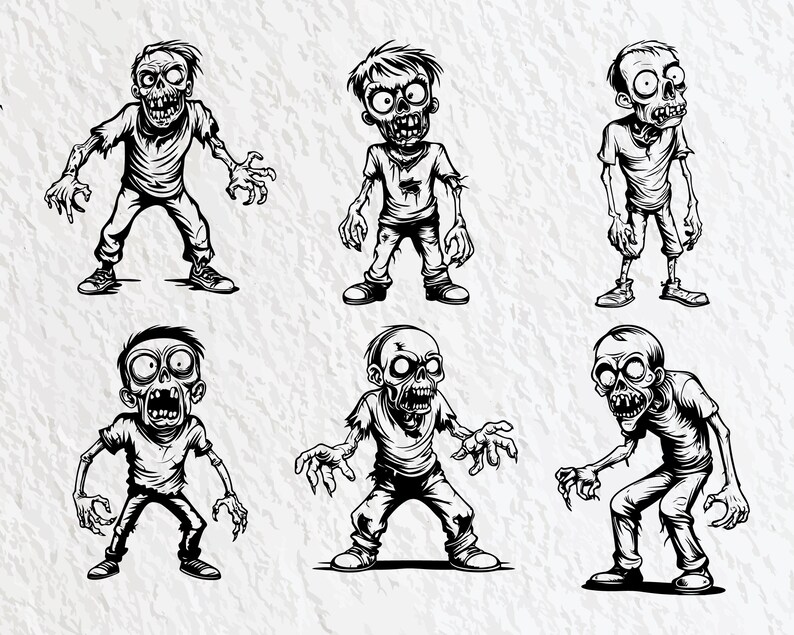 Funny Zombie Svg Bundle, Funny Zombie Silhouette, Funny Zombie Clipart ...