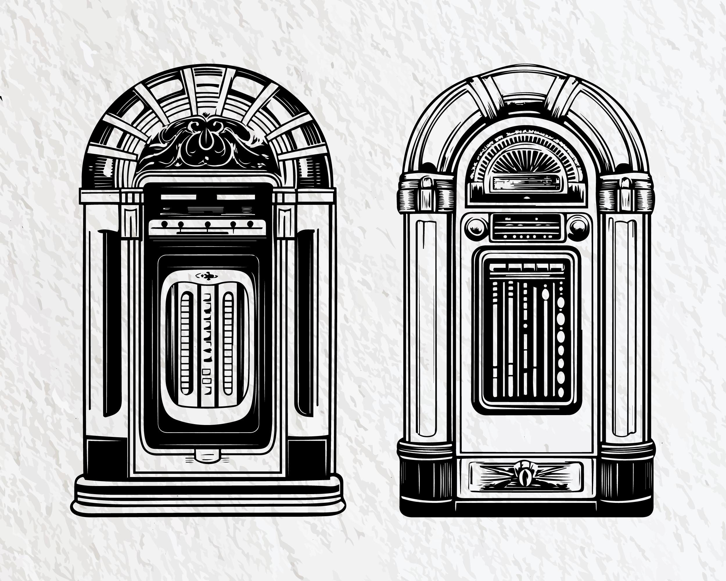 Retro Jukebox SVG Bundle: Clipart, Silhouette, Vector (digital Download ...