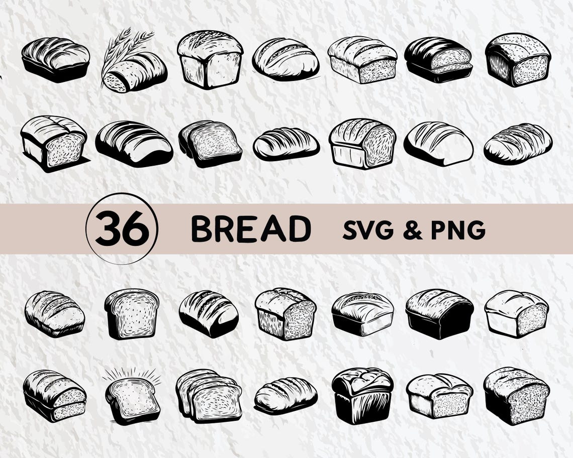Bread SVG Bundle: Silhouette Clipart, Vector Decal (digital Download ...