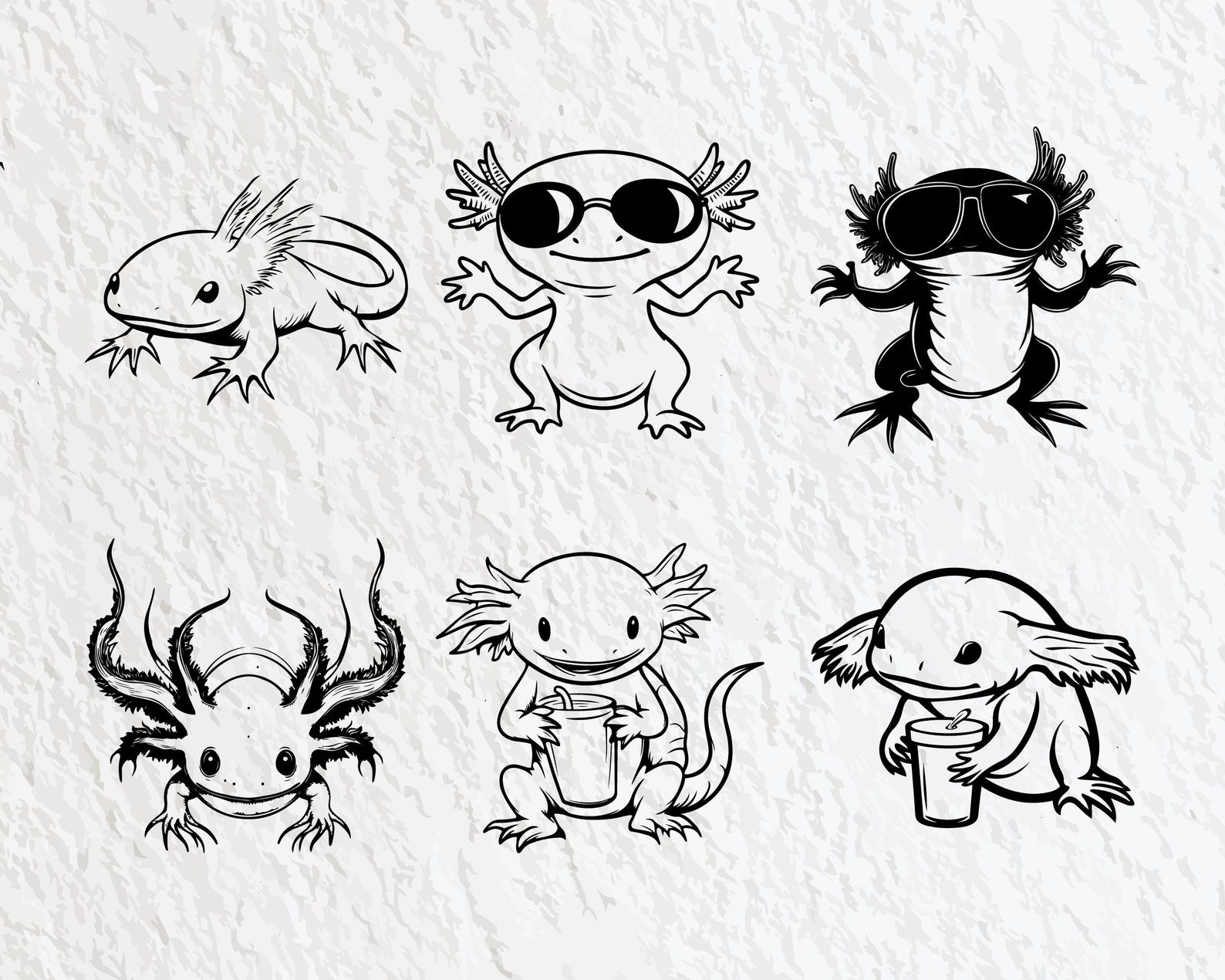 Axolotl SVG Bundle, Axolotl Silhouette Png, Axolotl Outline Svg ...