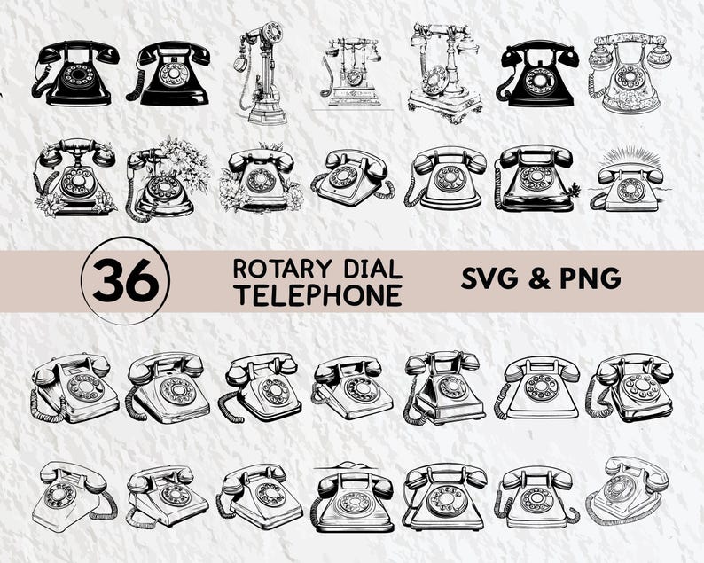 Rotary Dial Telephone SVG Bundle: Classic Phone Clipart, Vector Icon ...