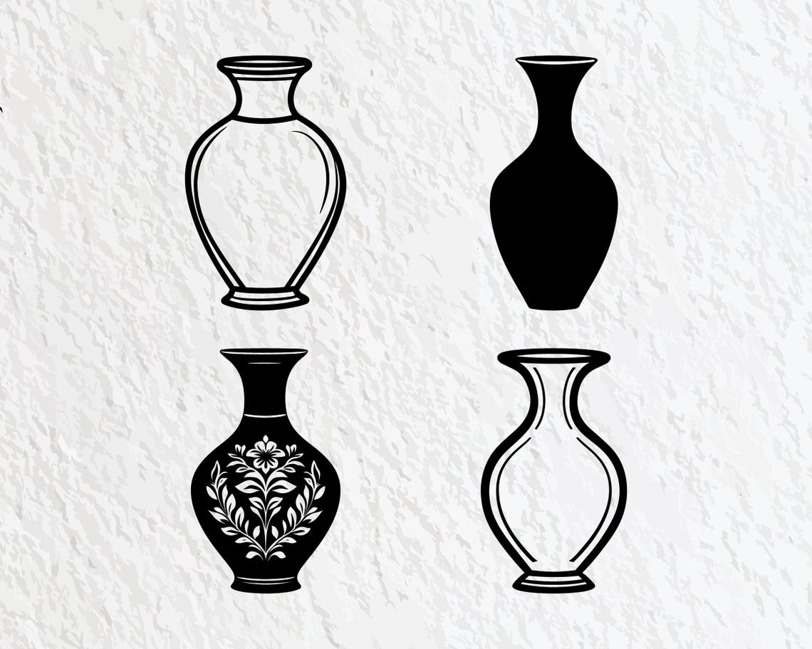 Vase Silhouette Svg, Vase Svg Bundle, Vase Clipart, Vase Decal, Vase ...