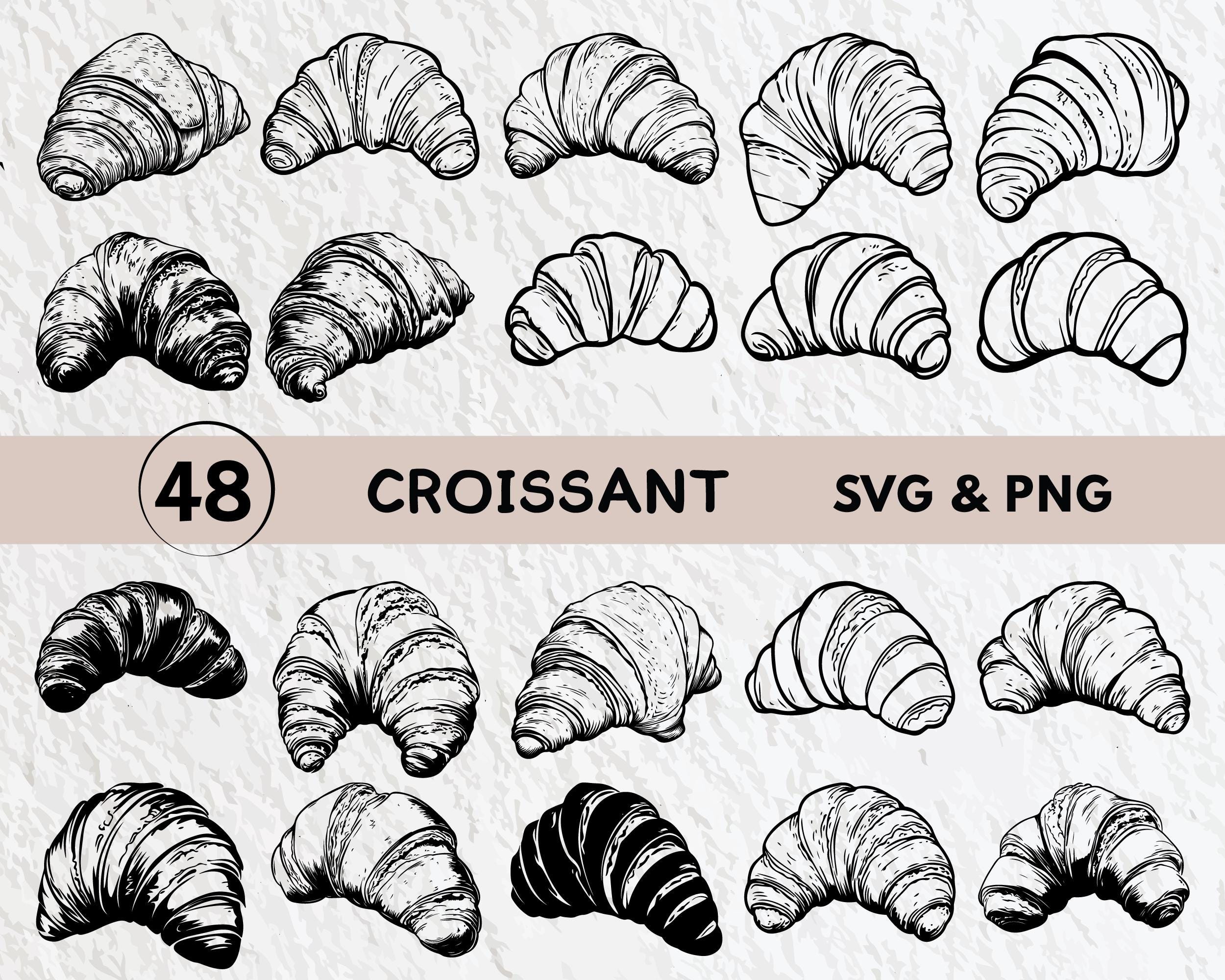 Croissant Svg Bundle, Croissant Silhouette, Croissant Clipart Png ...