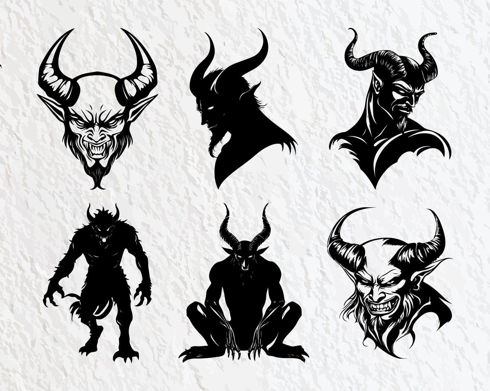 Devil Svg Bundle, Devil Silhouette, Devil Clipart Png, Devil Outline ...