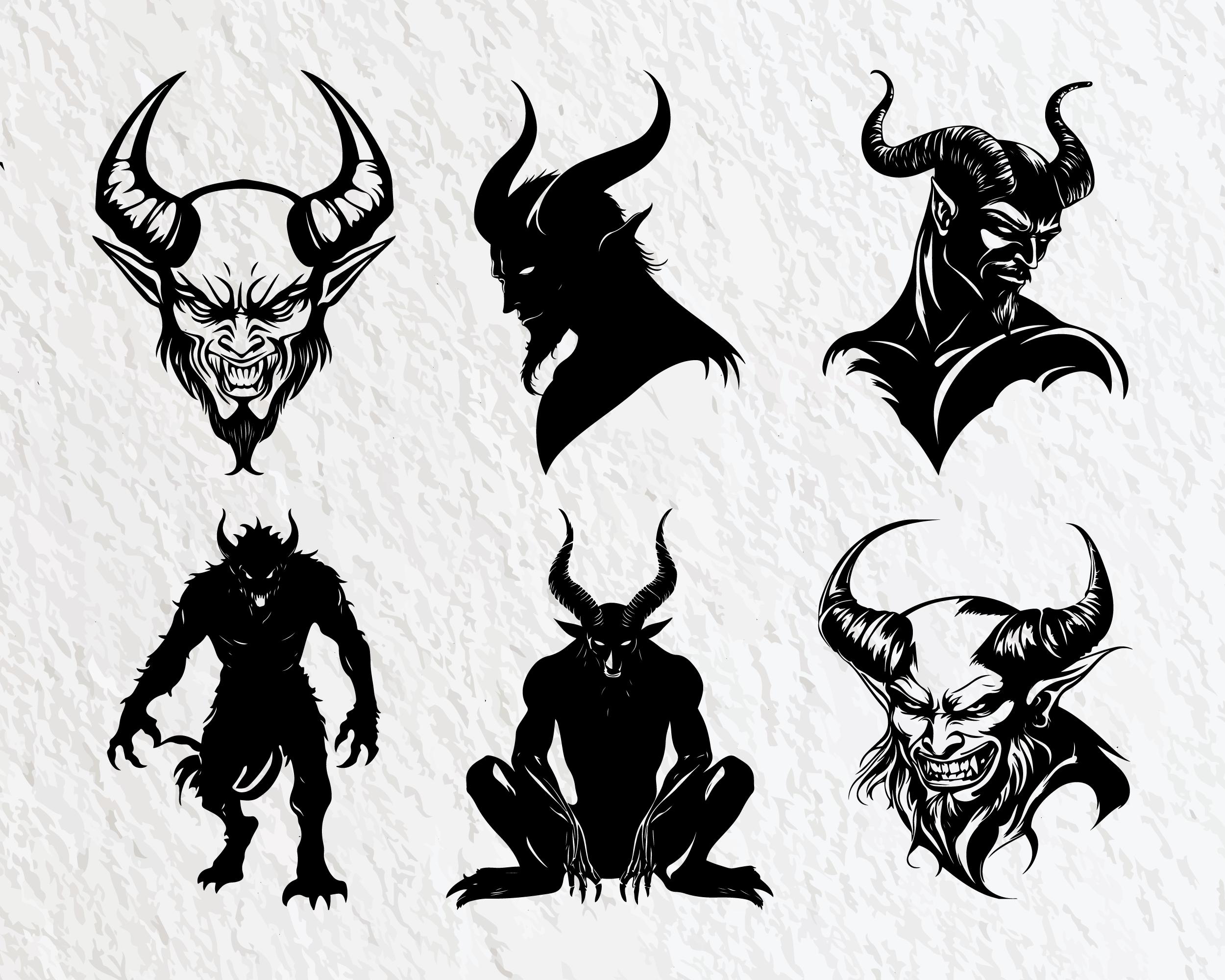 Devil Silhouette SVG Bundle: Lucifer Vector Art, Cricut Cut Files (PNG ...
