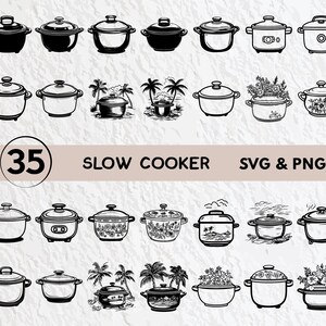 Slow Cooker SVG Bundle: Kitchen Vector Clipart, Logo Icon (digital ...