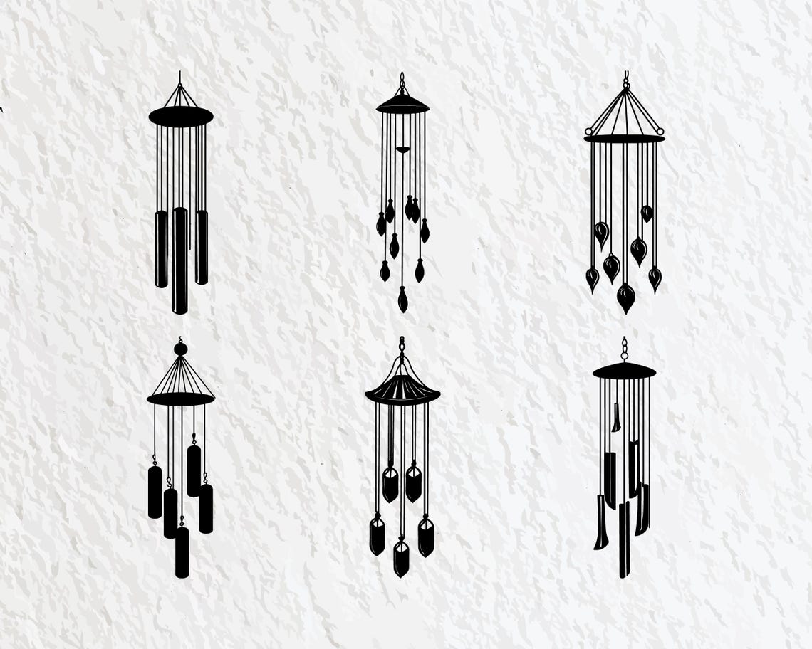 Wind Chime Svg Bundle, Wind Chime Silhouette, Wind Chime Clipart Png ...