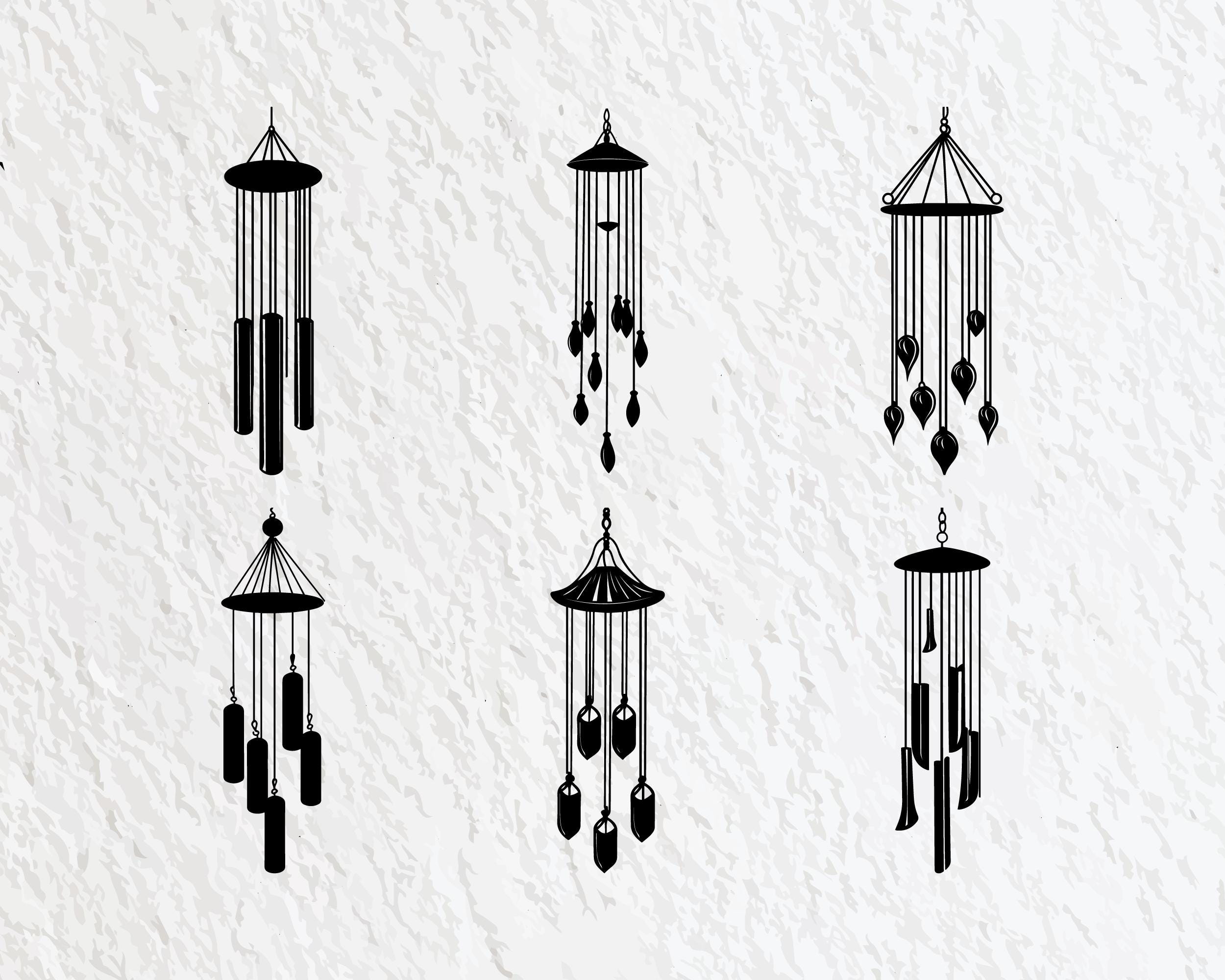 Wind Chime Svg Bundle, Wind Chime Silhouette, Wind Chime Clipart Png ...