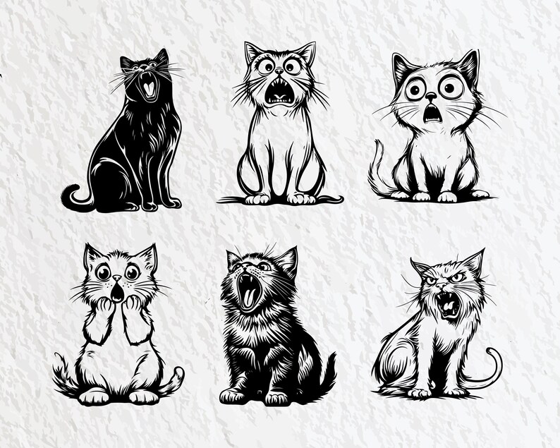 Scared Cat Svg Bundle, Scared Cat Silhouette, Funny Scared Cat Clipart ...