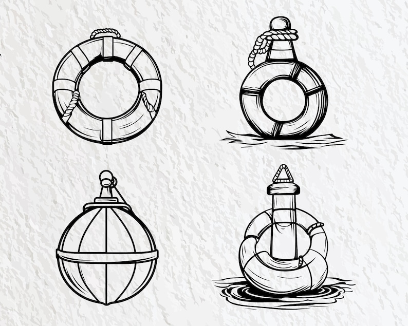 Nautical Buoy SVG Bundle: Silhouette, Clipart, Vector (PNG, SVG, Cricut ...