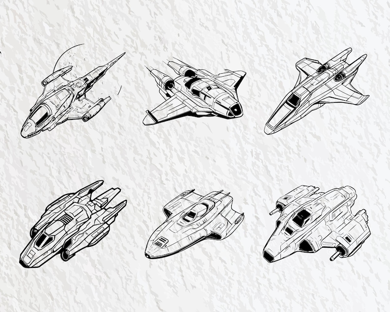 Spaceship SVG Bundle: Silhouette Clipart, Vector Logo Icon (digital ...