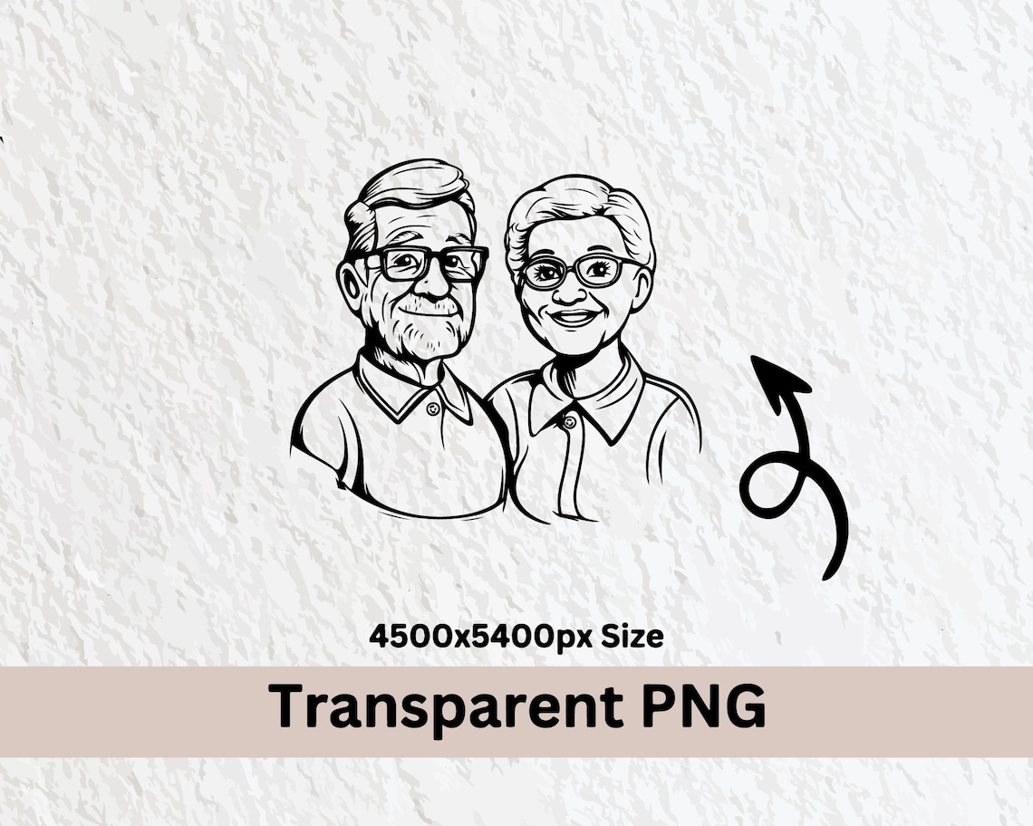 Grandparents Silhouette SVG Bundle: Clipart, Outline, Vector (digital ...