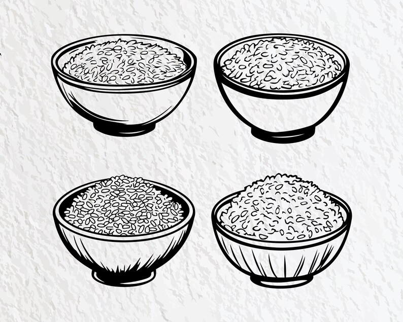Bowl of Rice SVG Bundle: Clipart, Silhouette, Vector (digital Download ...