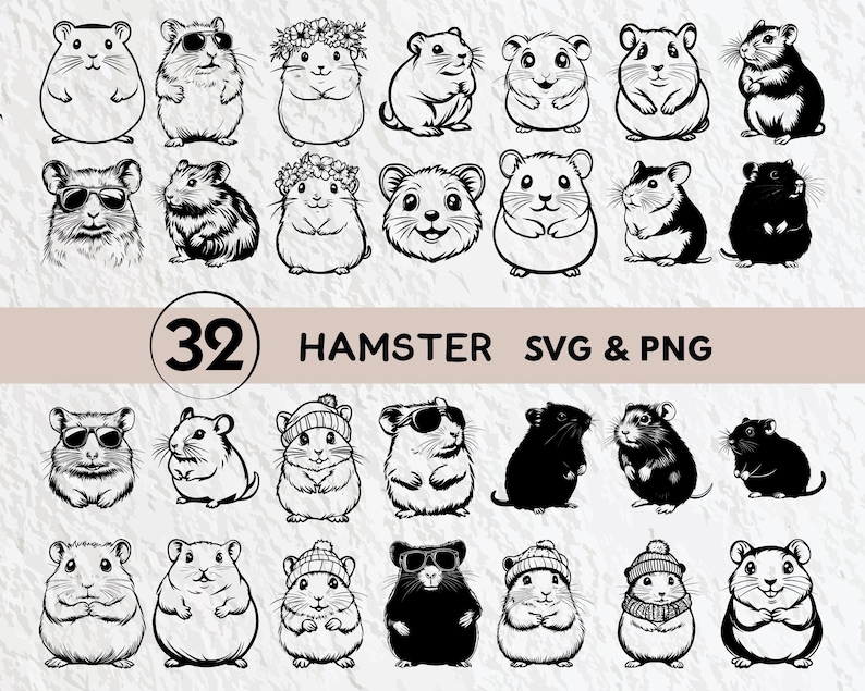 Hamster Svg Bundle, Hamster Silhouette, Hamster Clipart Png, Hamster ...