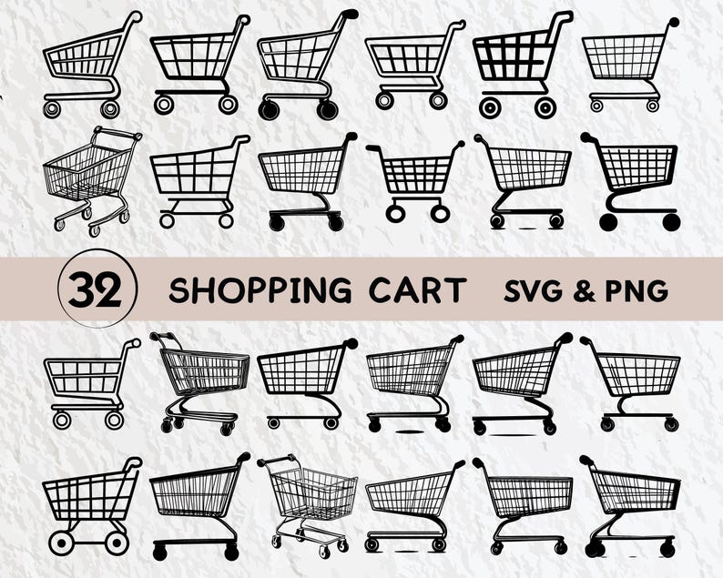 Shopping Cart Svg Bundle, Shopping Cart Silhouette, Shopping Cart ...