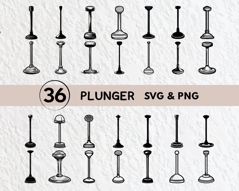 Plunger SVG Bundle: Silhouette Clipart, Cricut Cut Files (digital ...