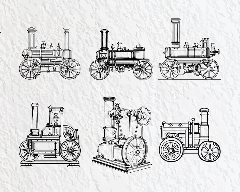 Steam Engine SVG Bundle: Silhouette Clipart, Logo Icon Decal (PNG, SVG ...