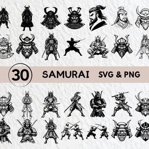 Samurai Silhouette SVG Bundle: Icon Decal Cut Files (PNG, Vector) - Etsy