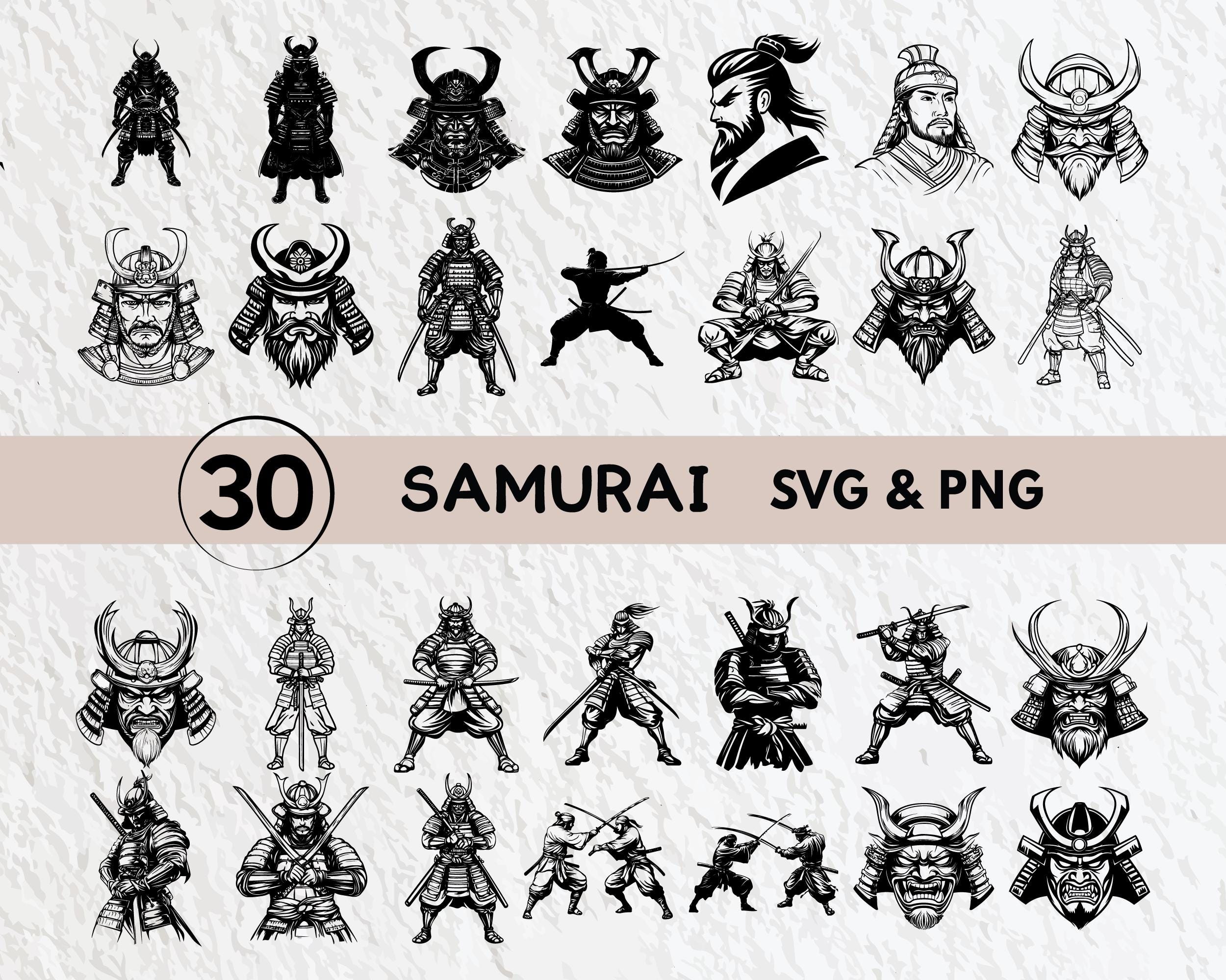 Samurai Svg Bundle, Samurai Silhouette, Samurai Clipart Png, Samurai ...