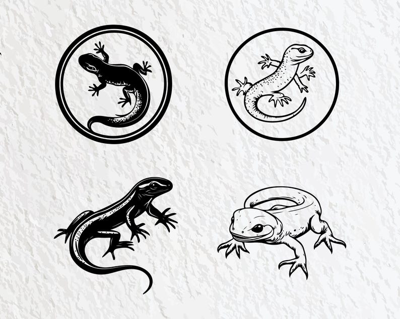 Salamander SVG Bundle: Silhouette Clipart, Vector Cut Files - Etsy