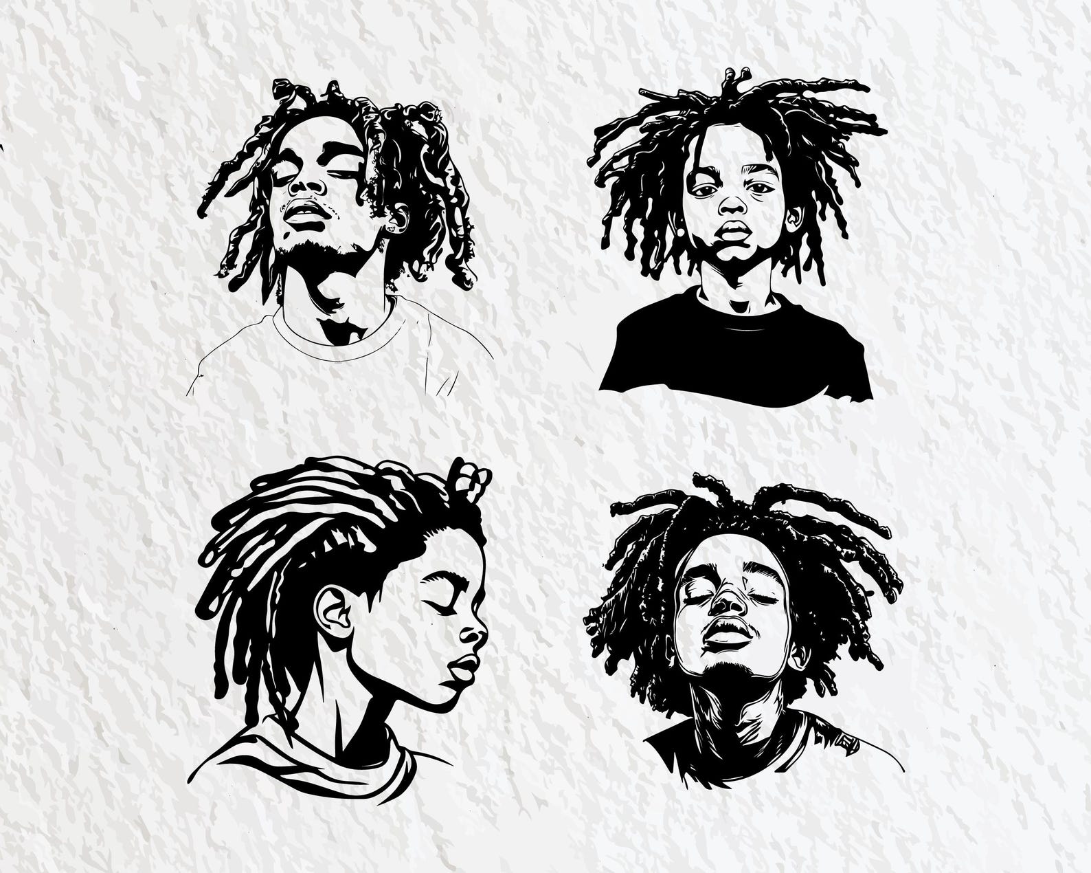 Boy With Dreadlocks SVG Bundle: Clipart, Outline, Logo (PNG, SVG) - Etsy