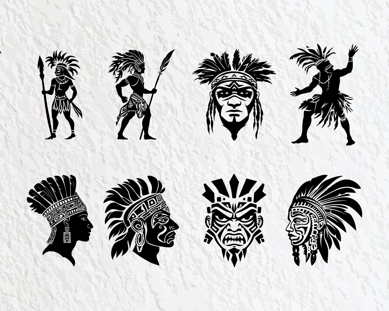 Taino Warrior SVG Bundle: Silhouette, Clipart, Vector (PNG, SVG) - Etsy
