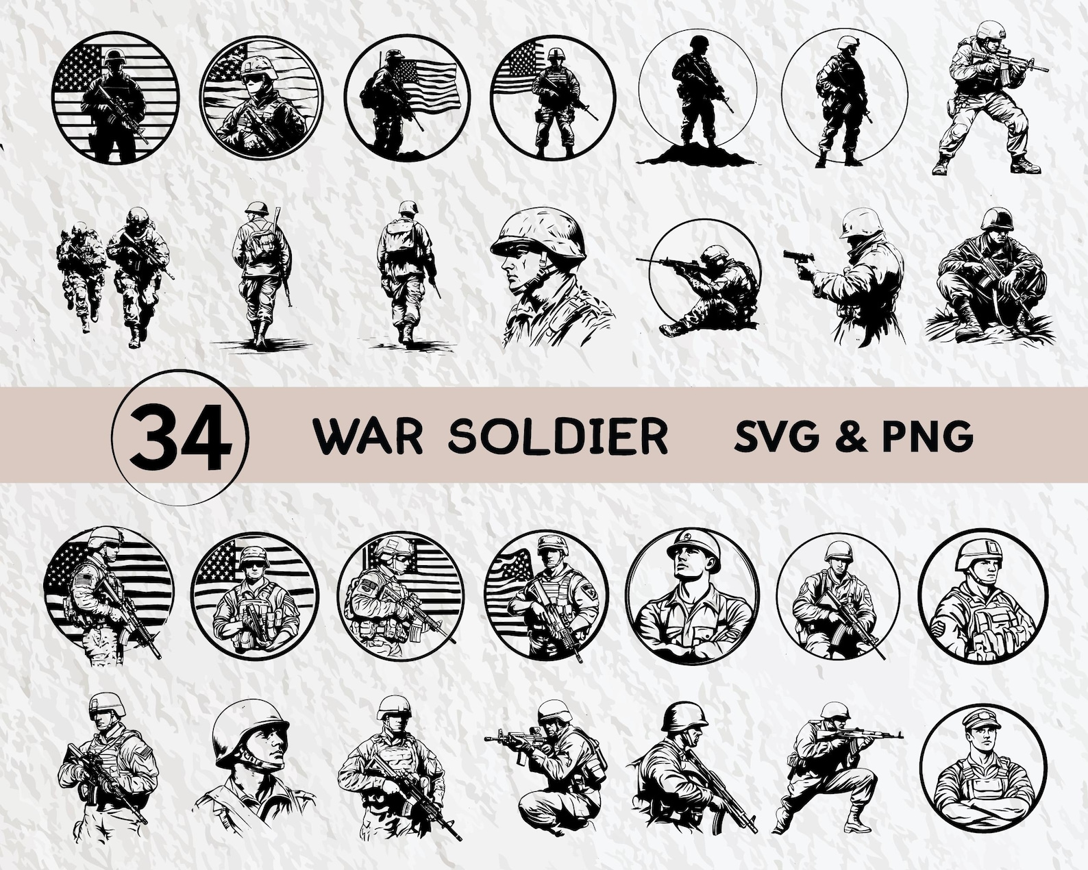 War Soldier Svg Bundle, War Soldier Silhouette, War Soldier Clipart Png ...