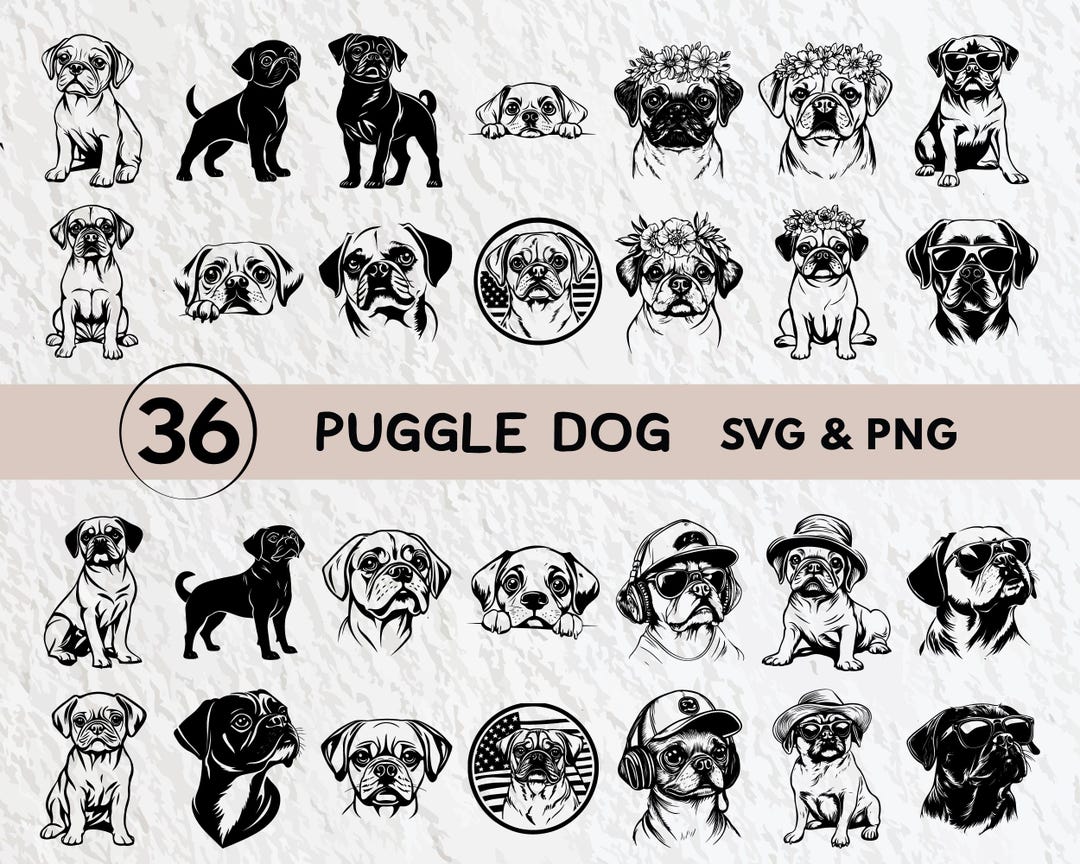 Puggle Dog Svg Bundle, Puggle Dog Silhouette, Puggle Dog Clipart Png ...