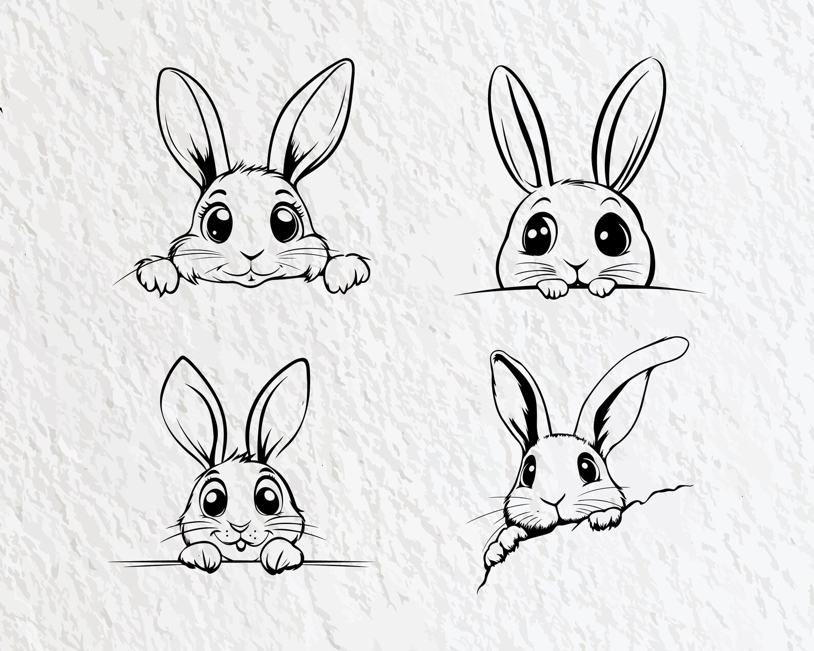 Peeking Bunny Svg Bundle, Peeking Bunny Silhouette, Peeking Bunny ...