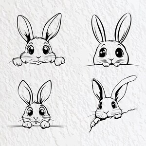 Peeking Bunny Svg Bundle, Peeking Bunny Silhouette, Peeking Bunny ...