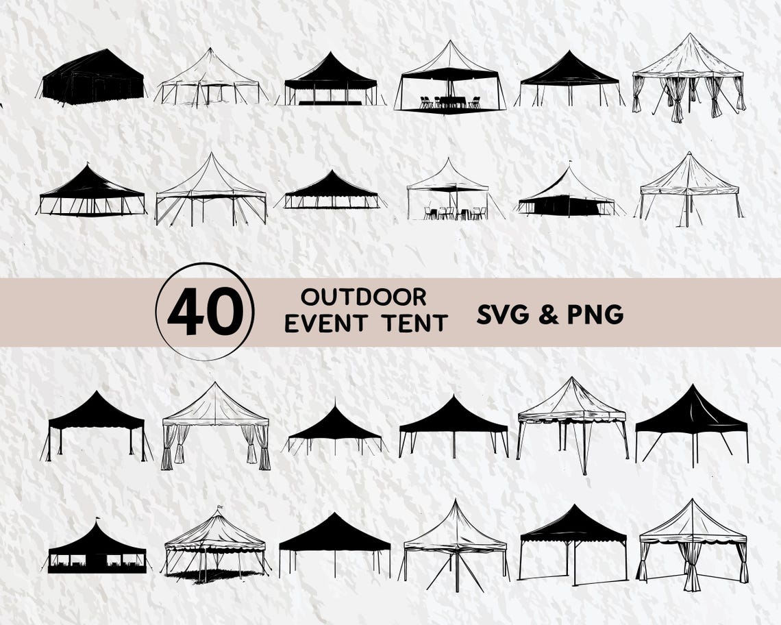Outdoor Event Tent SVG Bundle: Tent Silhouette Clipart (digital ...