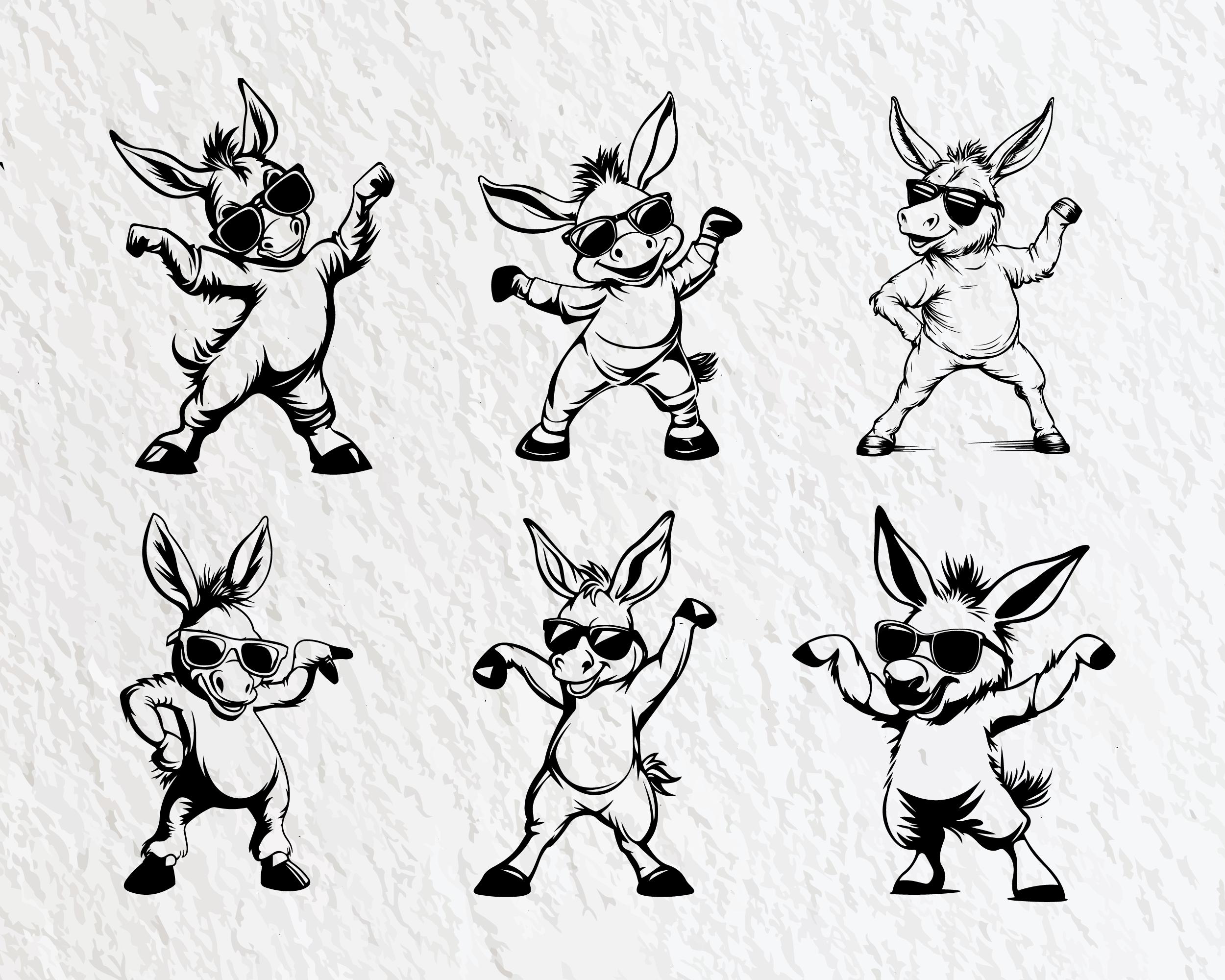 Cute Donkey Dancing Svg Bundle, Cute Donkey Dancing Silhouette, Cute ...