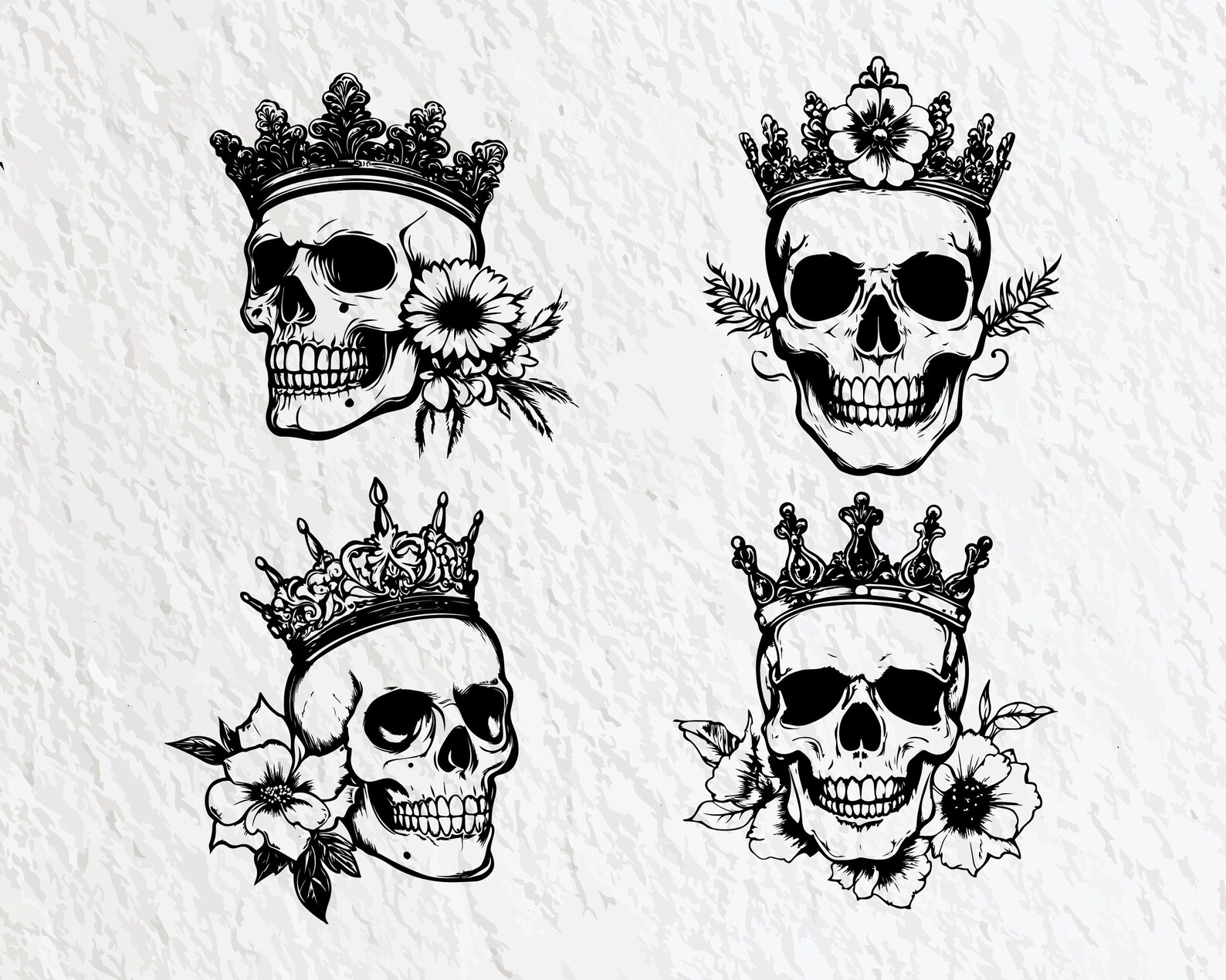 Skull Wearing Crown SVG Bundle: Vector Clipart, Logo Icon (PNG, SVG) - Etsy