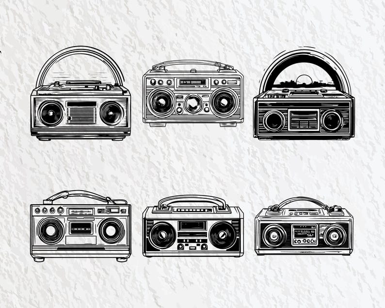 Vintage Boombox Svg Bundle, Vintage Boombox Silhouette, Vintage Boombox ...