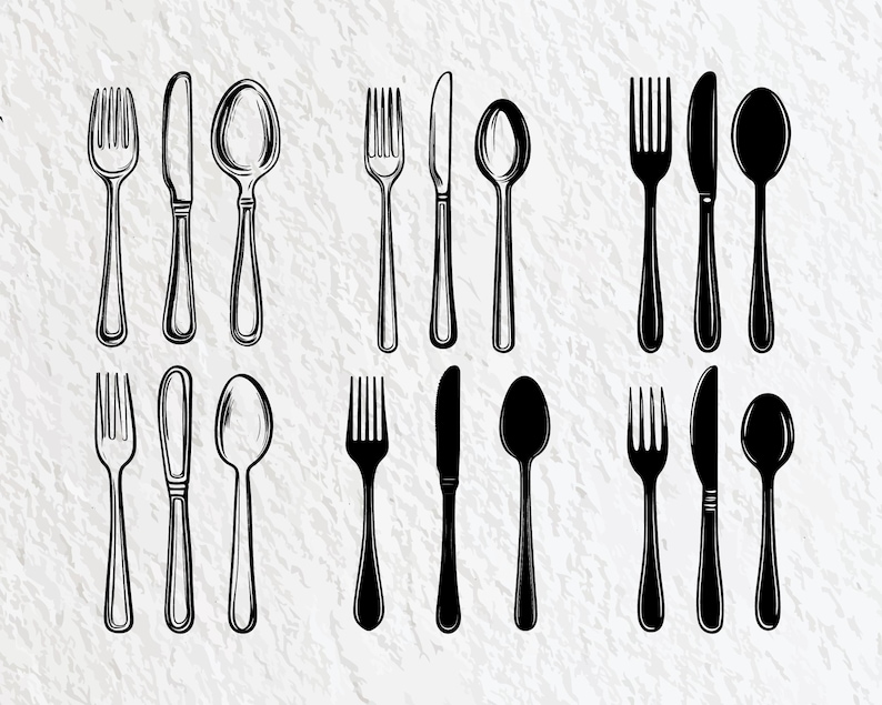 Cutlery Silhouette Bundle: 38 SVG & PNG Designs (digital Download) - Etsy