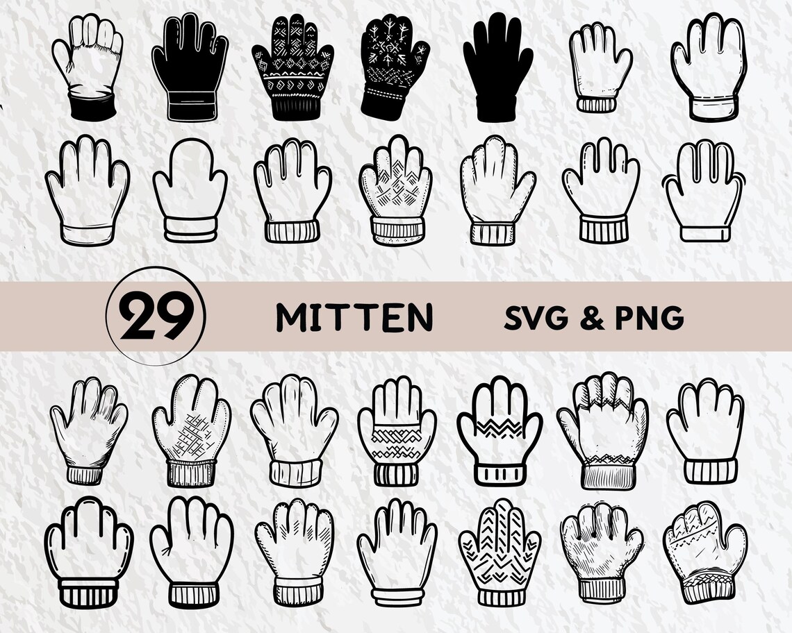 Mitten SVG Bundle: Winter Clipart, Vector Cut Files (PNG, SVG) - Etsy